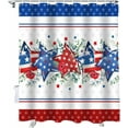 4th of July Shower Curtain Patriotic Stars Bathroom Curtains with Hooks ...