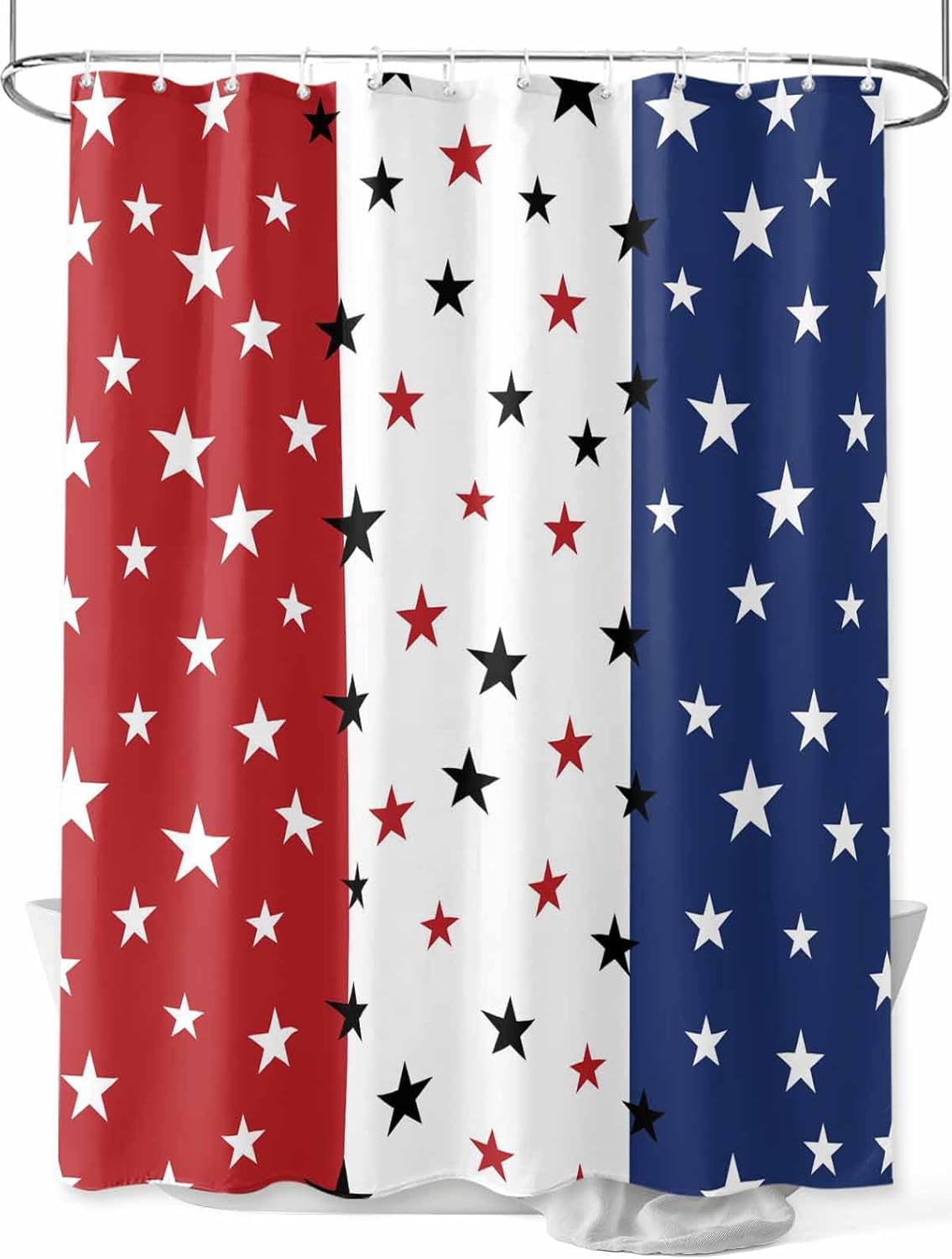 4th of July Shower Curtain, Patriotic Stars Stripes Shower Curtains Set ...