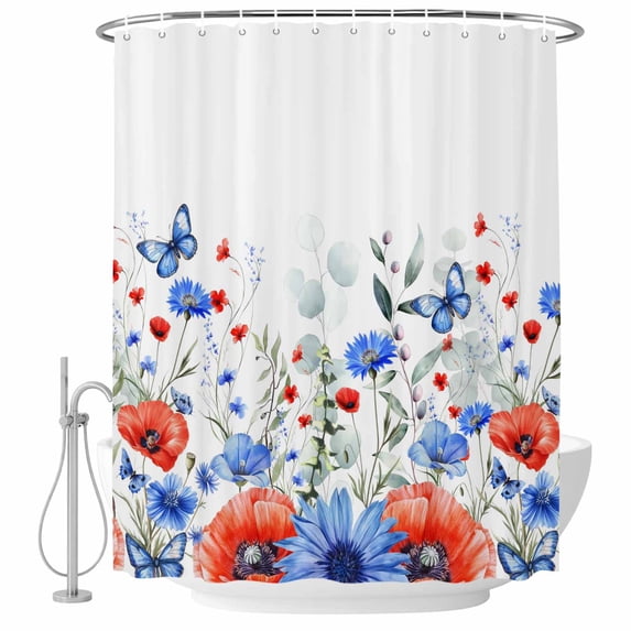 4th of July Shower Curtain Set - 72" x 78" Washable Bathtub Curtain ...