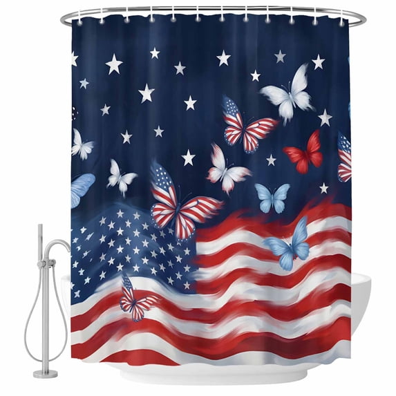 4th of July Shower Curtain Set - Long 72" x 84" Washable Bathtub ...