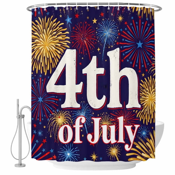 4th of July Shower Curtain Set - Long 72" x 84" Washable Bathtub ...