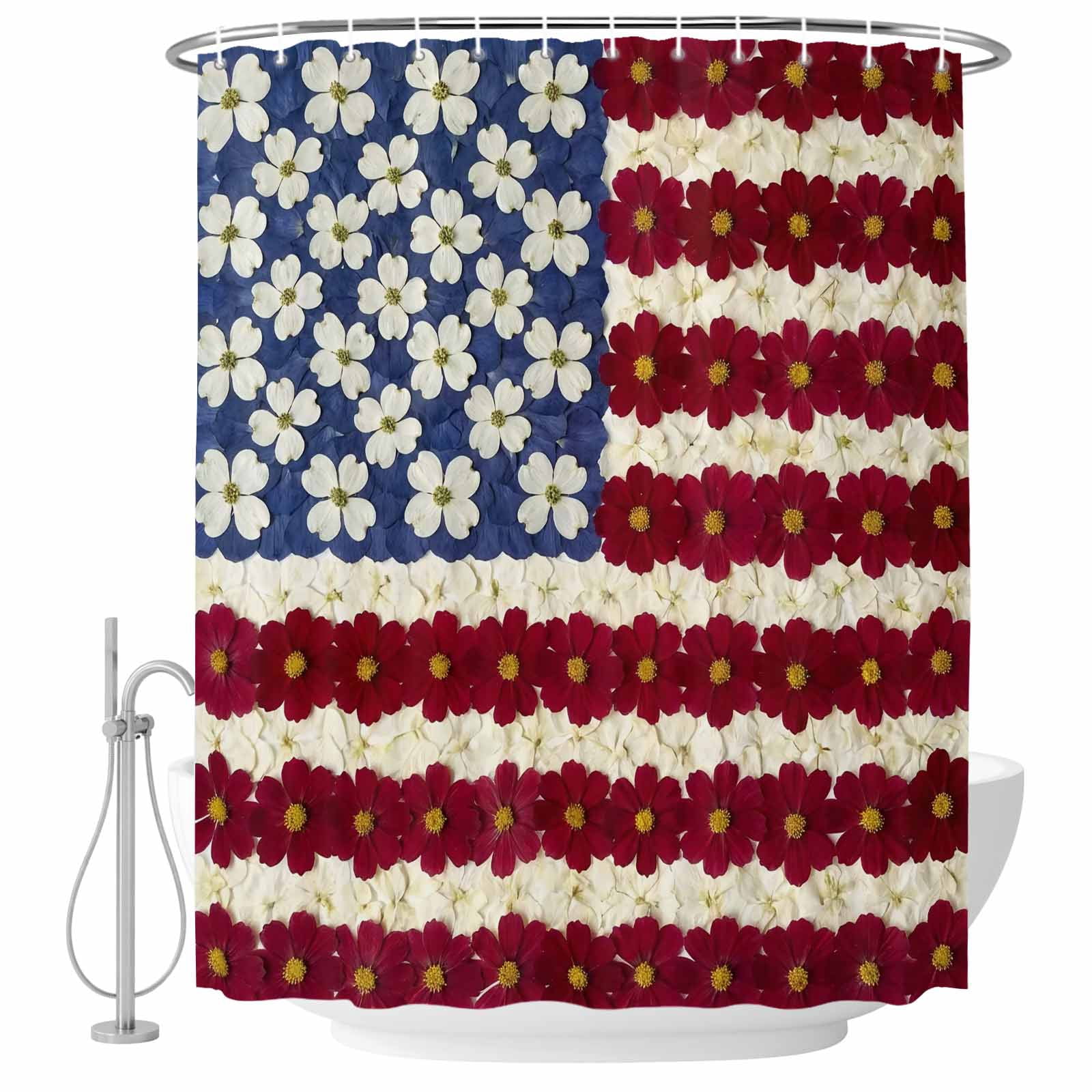 4th of July Shower Curtain Set - Long 72" x 84" Washable Bathtub ...