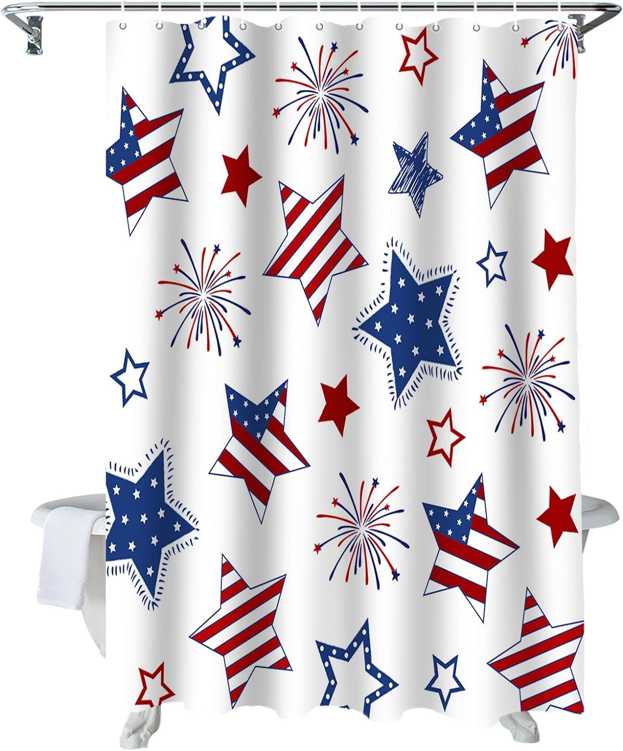 4th of July Shower Curtain USA Flag Shower Curtains for Bathroom Decor ...