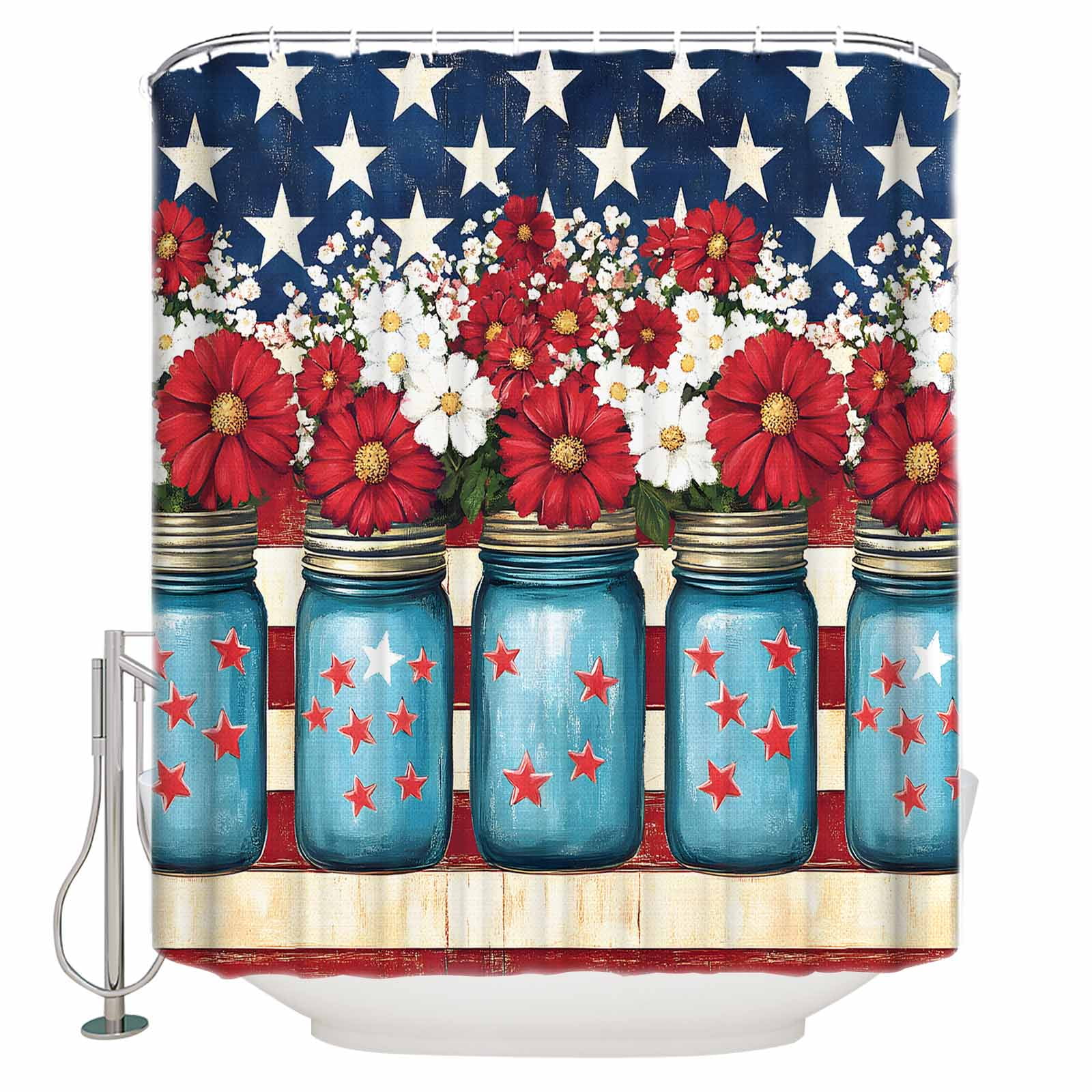 4th of July Shower Curtains for Bathroom Waterproof Fabric Bath ...