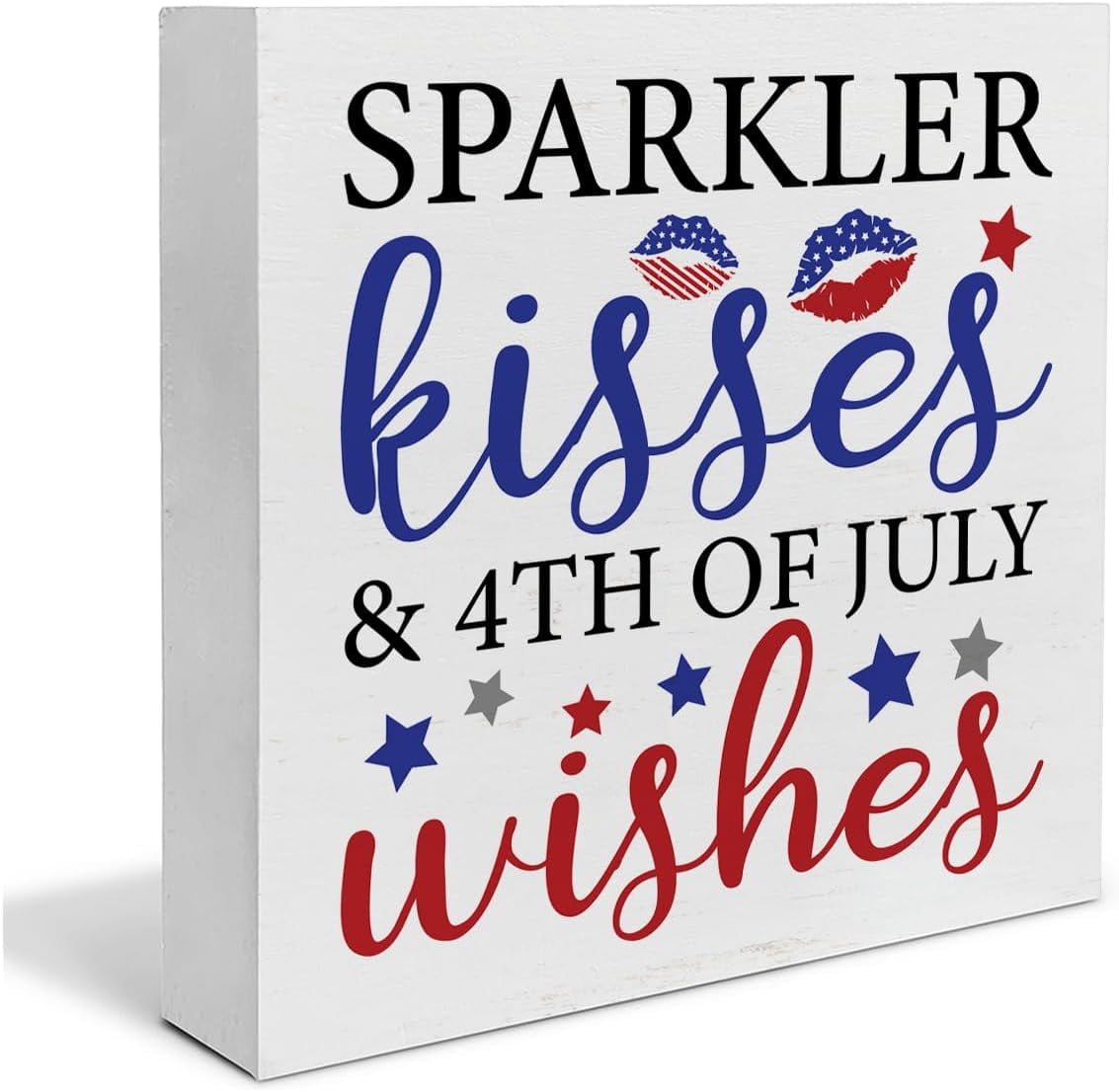 4th of July Sign Patriotic America Decor Wooden Box Sign Sparkler ...