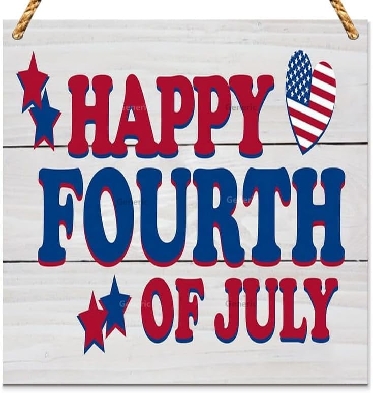 4th of July Sign Printed Wood Plaque Sign Happy Fourth of July Sign ...