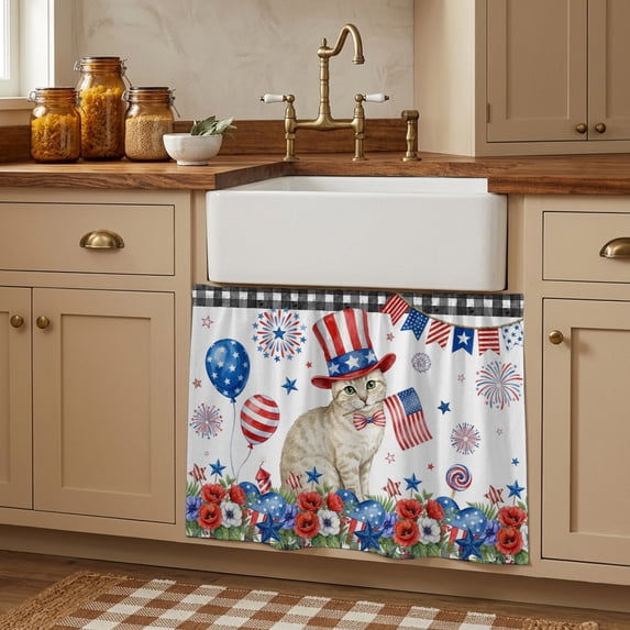 4th of July Small Cabinet Curtains 11"W x 13"L, Independence Day ...