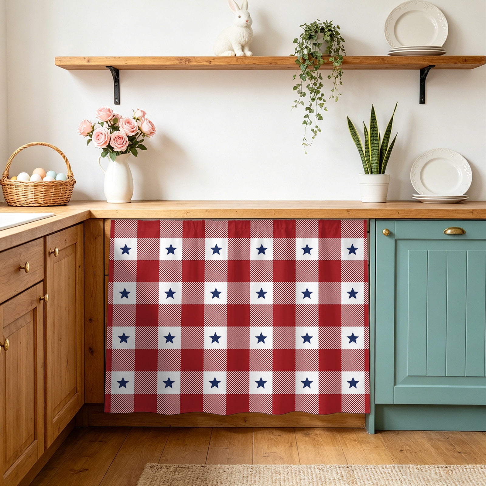 4th of July Small Sink Skirt 10"Wx11"L,Dustproof Under Sink Curtain ...