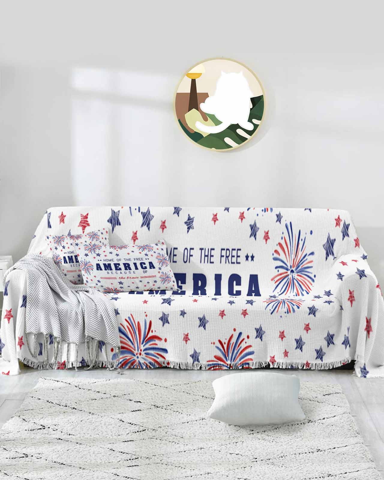 4th of July Sofa Covers for 3 Cushion,Washable Couch Cover for ...