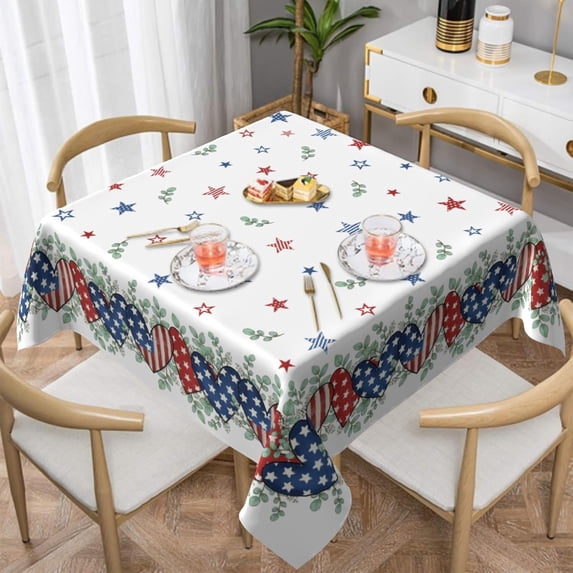 4th of July Square Tablecloth 54×54 Inch Water-Resistant Washable ...