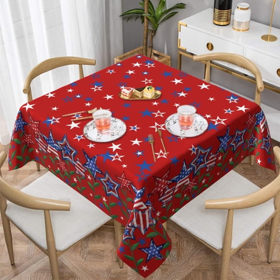 4th of July Square Tablecloth 54×54 Inch Water-Resistant Washable ...