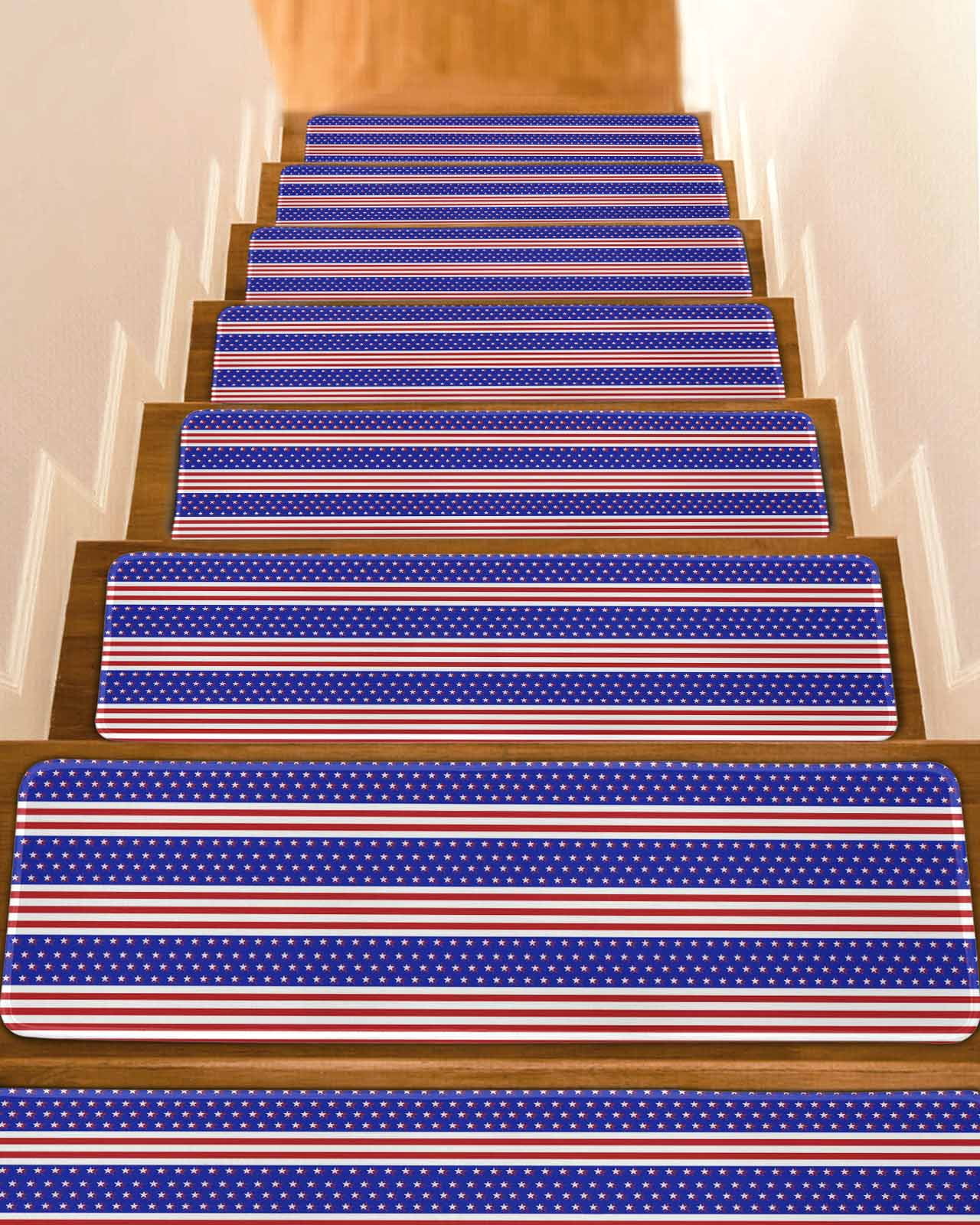 4th of July Stair Treads for Wooden Steps Indoor Runner Rug Carpet ...