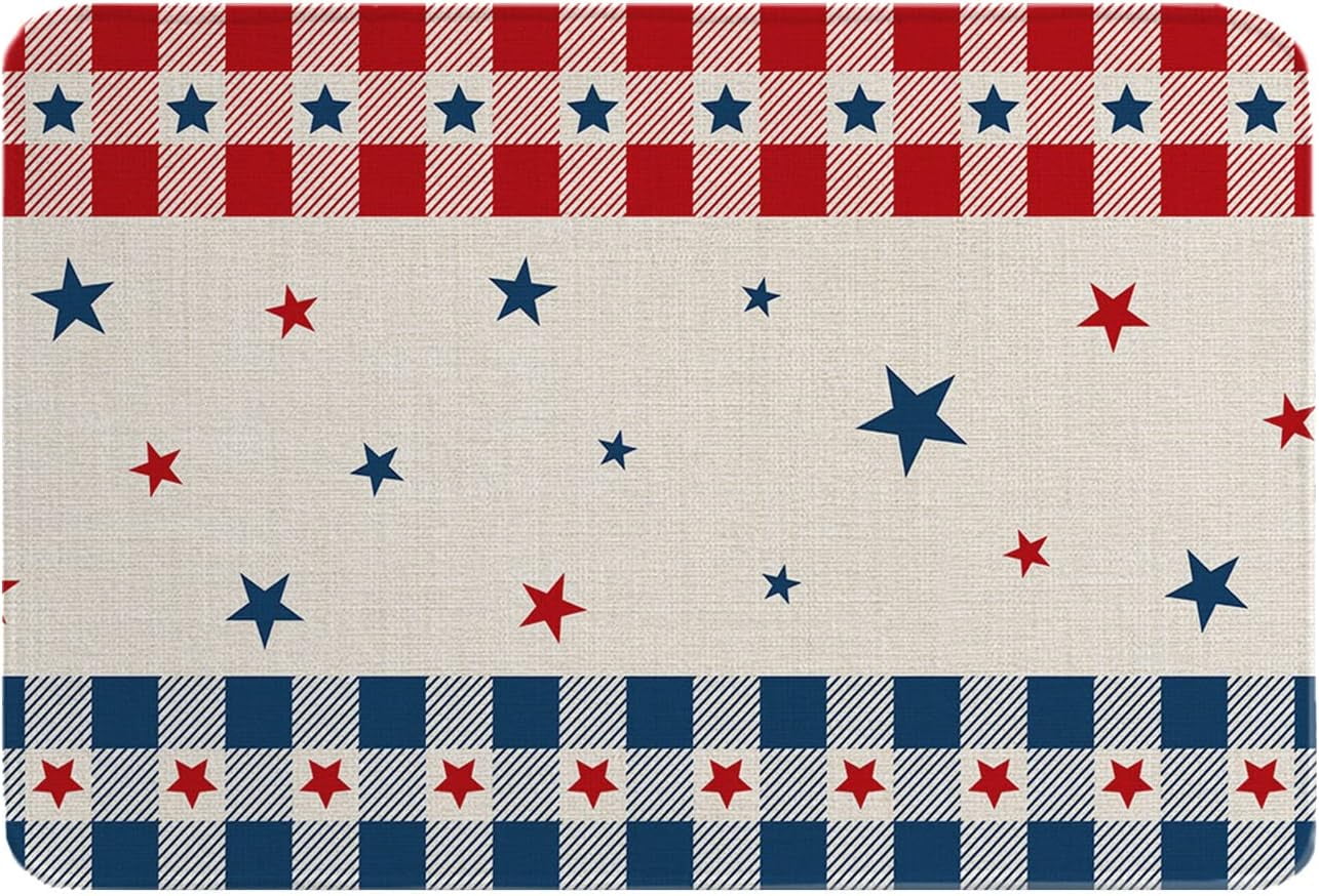 4th of July Star Indoor Door Mat, Absorbent Floor Mats Bathroom Rugs ...