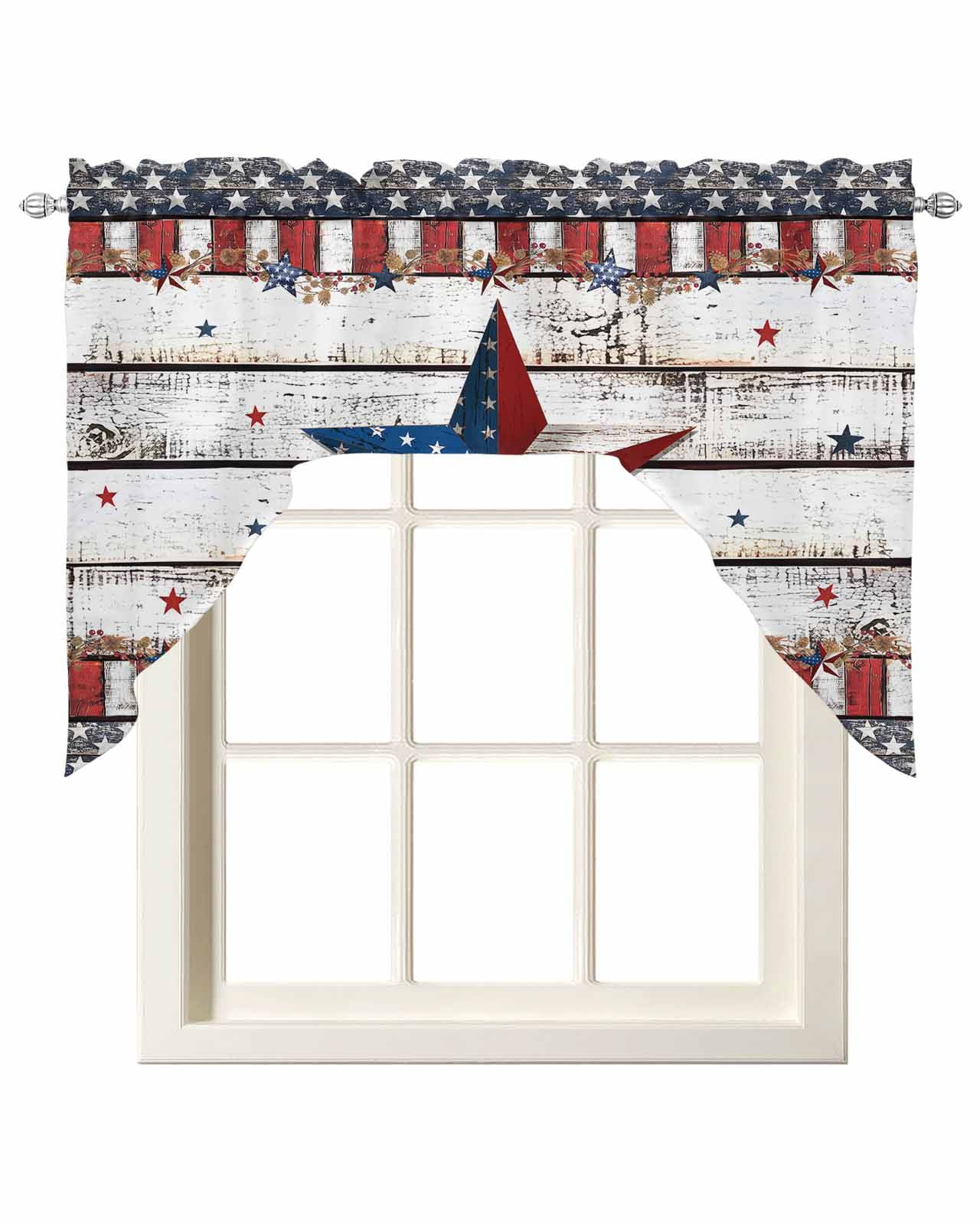 4th of July Star Kitchen Swag Valances for Windows, Independence Day ...