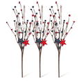 4th of July Star Picks, Patriotic Flocked Artificial Berry Stems ...
