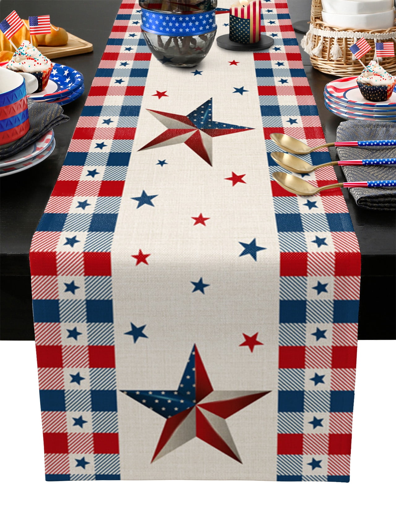 4th of July Star Table Runner 48 Inches, Independence Day Country Star ...