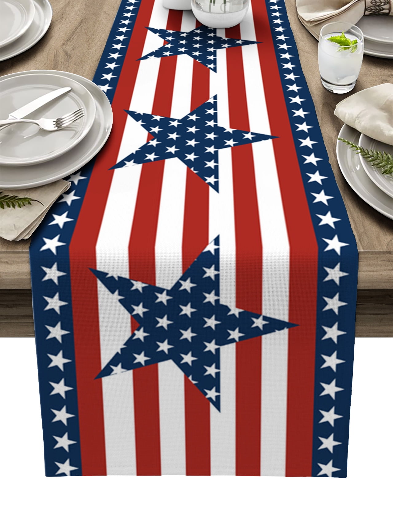 4th of July Star Table Runner 72 Inches, Independence Day Striped Bed ...