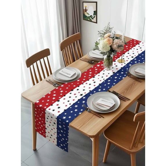 4th of July Stars Blue Red White Thin Table Runner 90 Inches Long ...