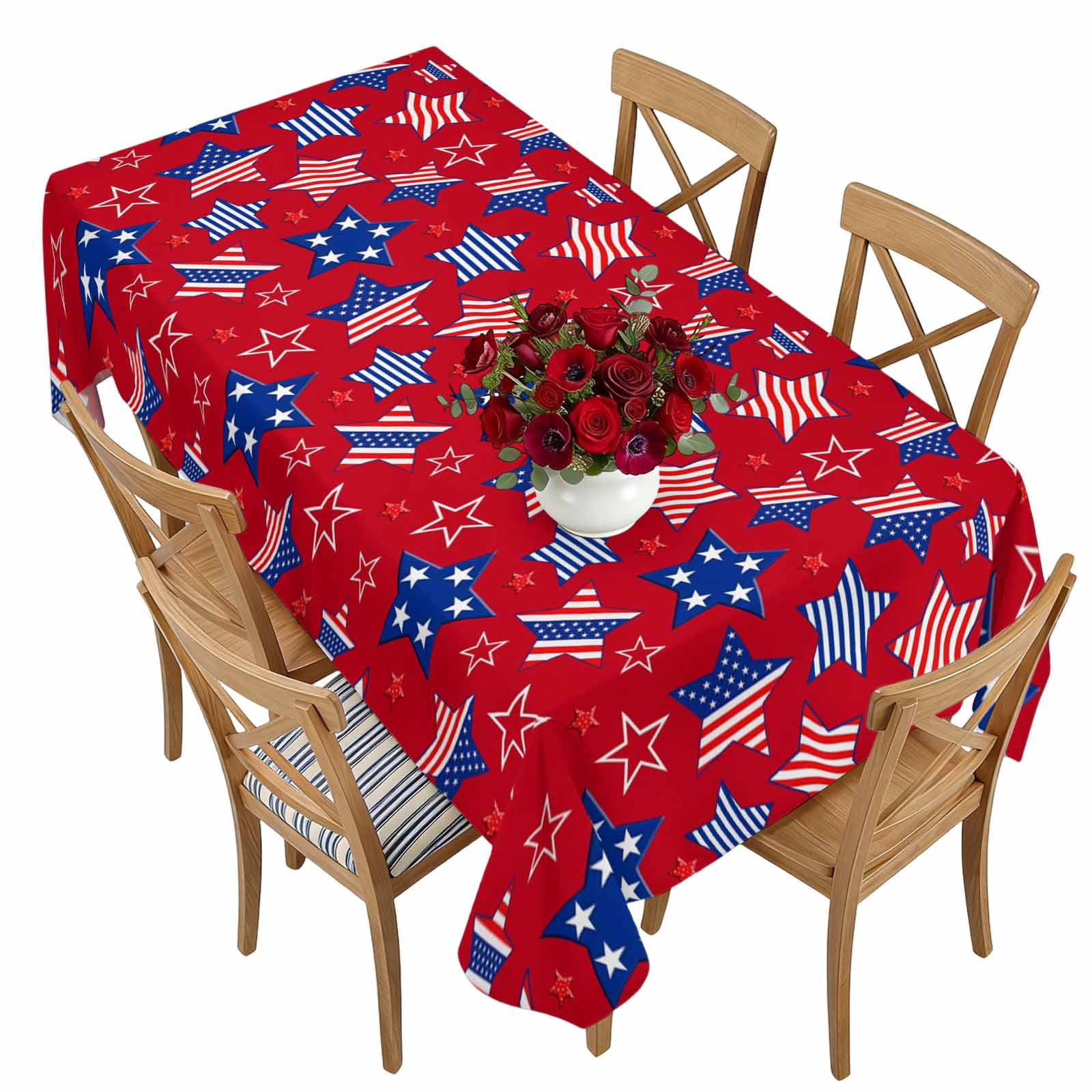 4th of July Stars Rectangle Tablecloth 60 x 120 Inches Patriotic Star ...