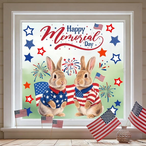 4th of July Static Window Clings, Patriotic Independence Day Theme ...