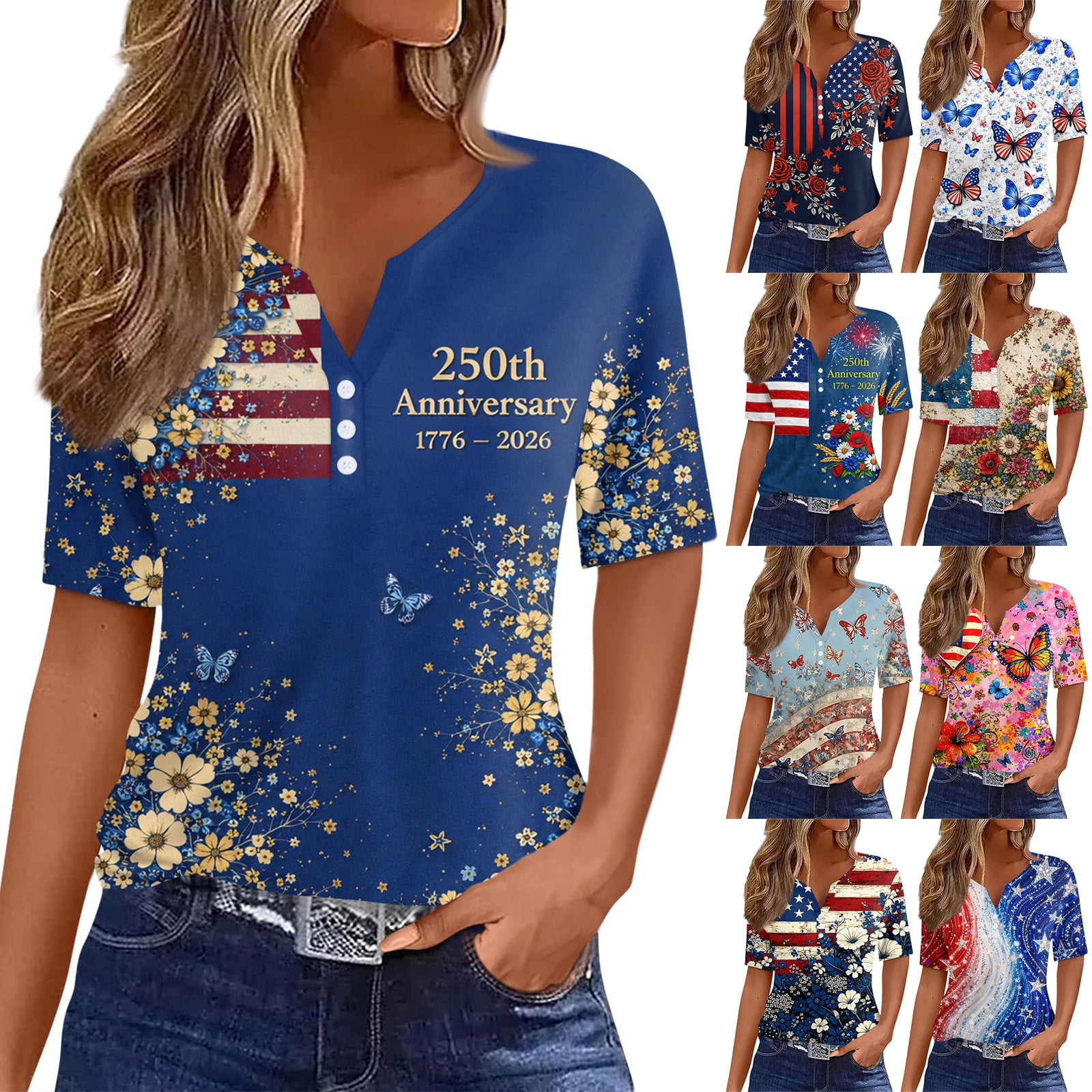 4th Of July Summer Tops for Women 250 Anniversary Usa Flag Patriotic ...