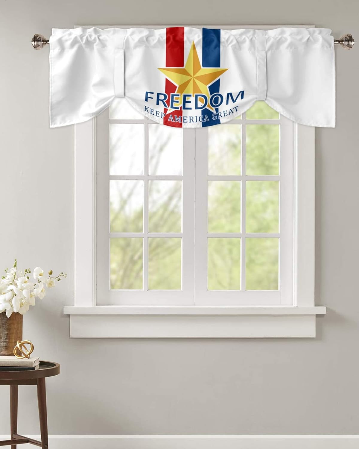 4th of July Swag Curtain Valances Black American Flag Swag Valances for ...