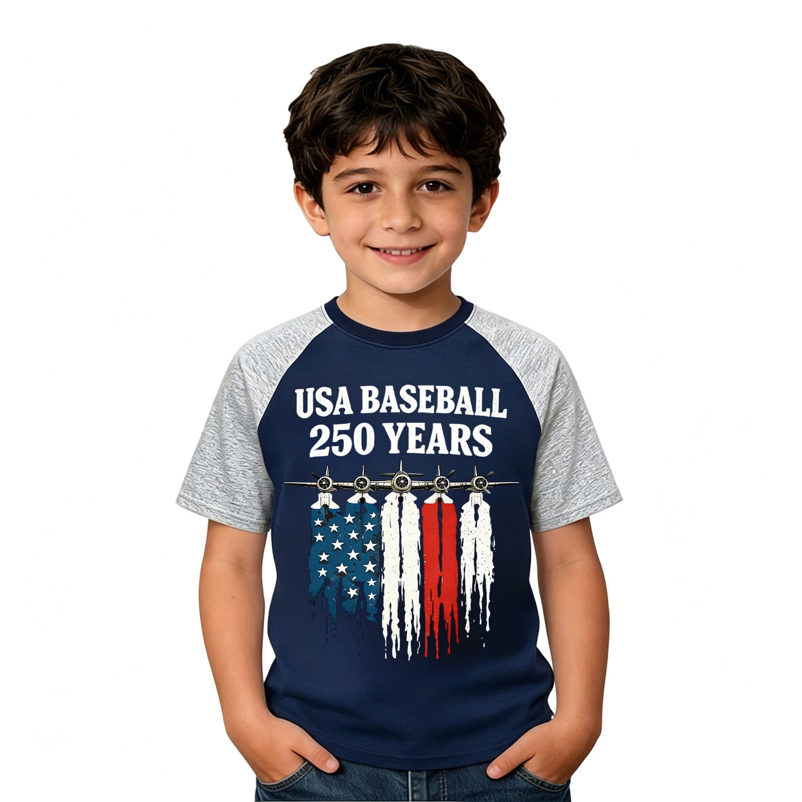 4th of July T-Shirt Boys Summer Short Sleeve With USA Anniversary Print ...