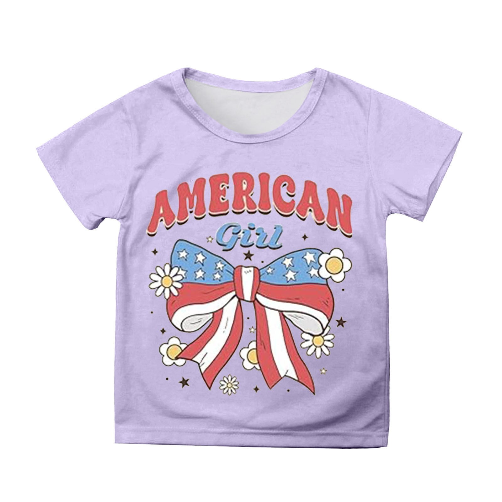 4th of July T-Shirts for Girls Independence Day Patriotic Graphic ...