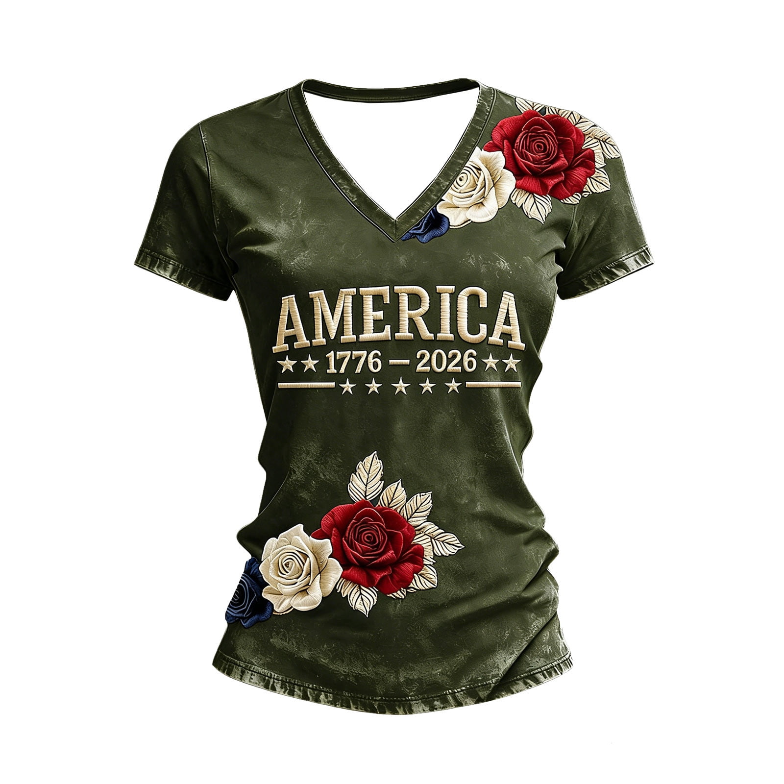 4th of July T-Shirts for Women's 250th Anniversary Patriotic Graphic ...