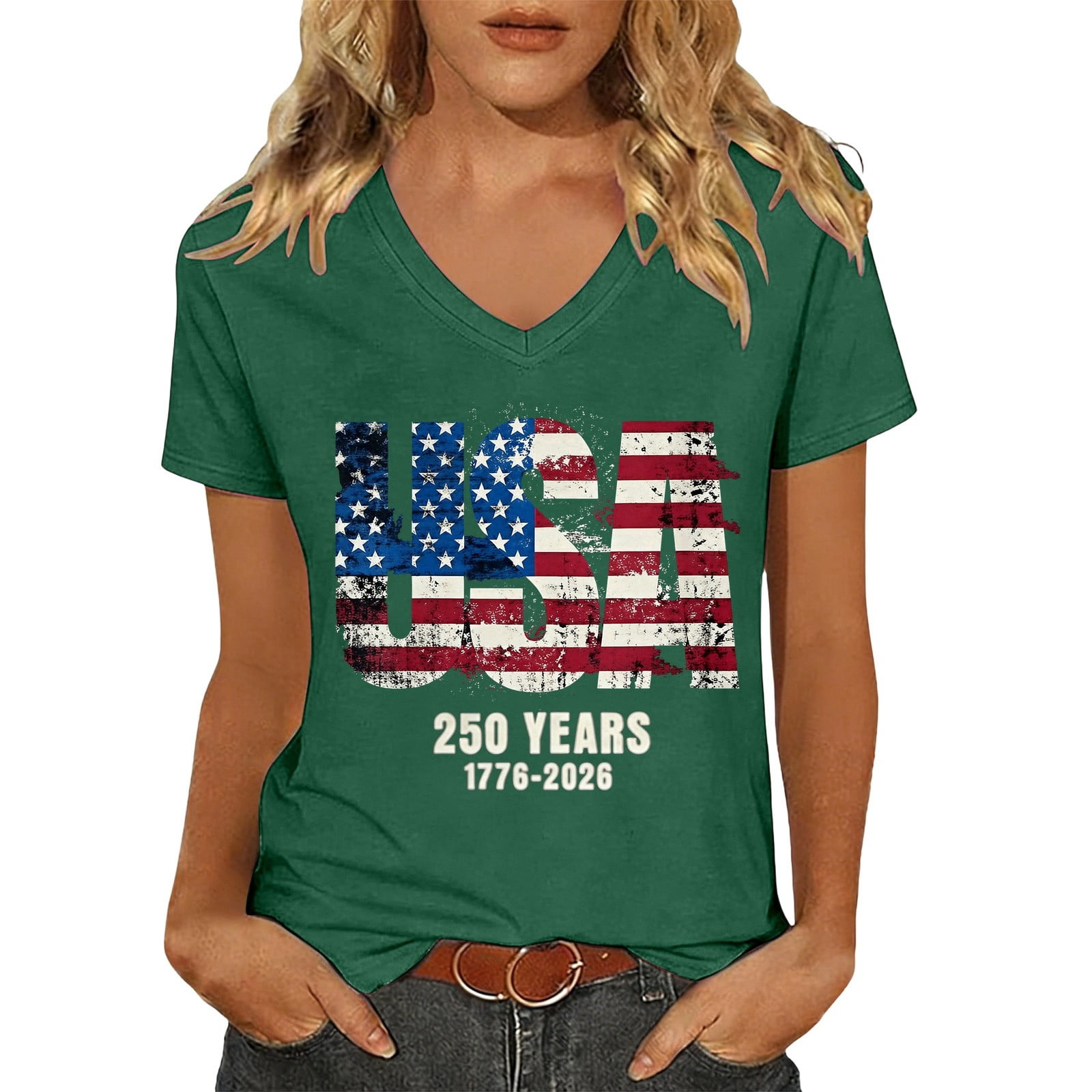 4th of July T-Shirts for Women's Independence Day Patriotic Graphic ...