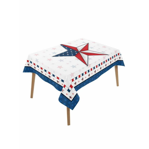 4th of July Table Cloth, Independence Day Blue Board Star Waterproof ...