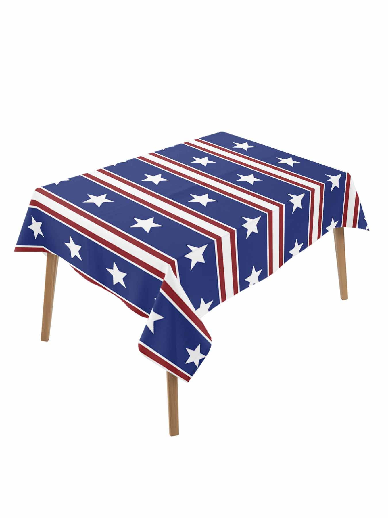 4th of July Table Cloth, Independence Day Blue White Red Stripes ...