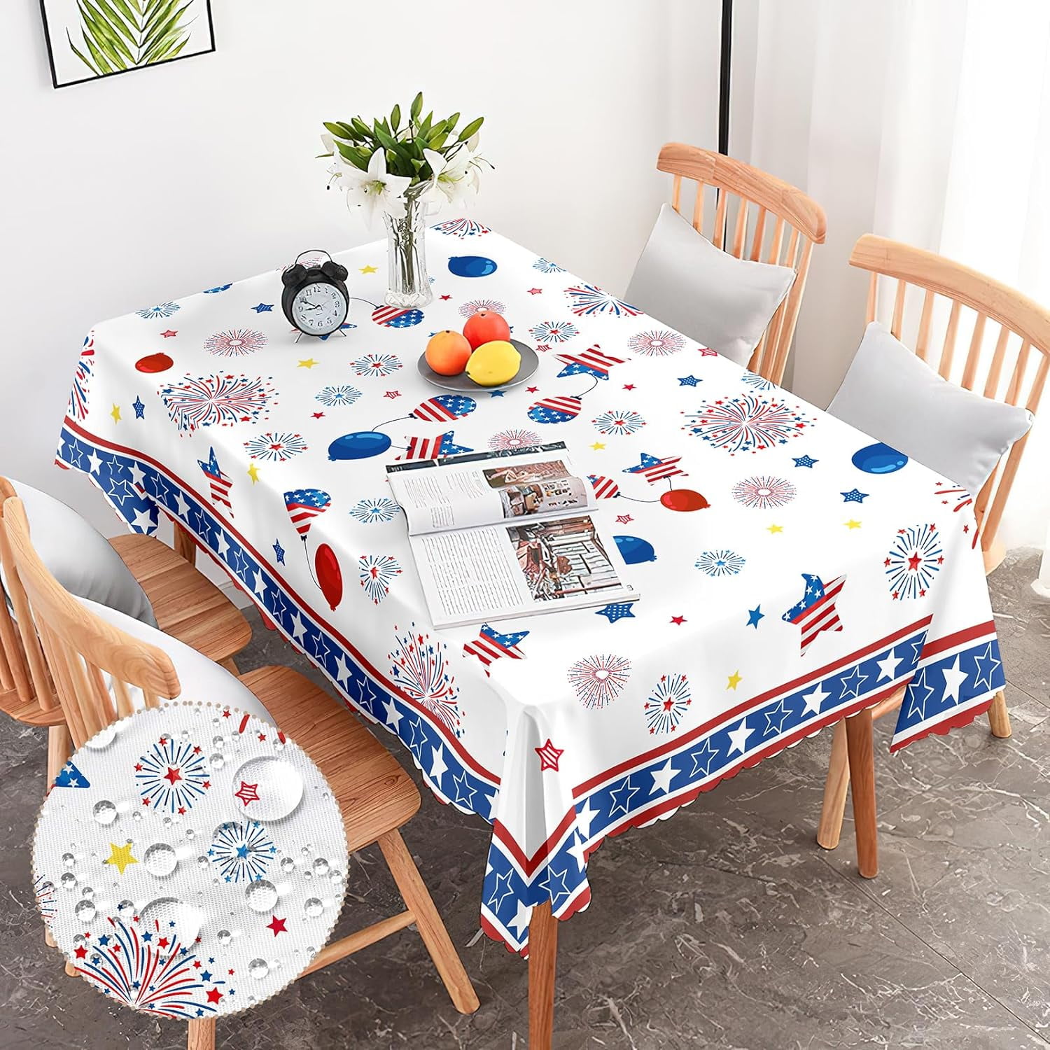 4th of July Table Cloth, Rectangle Patriotic Memorial Day Independence ...