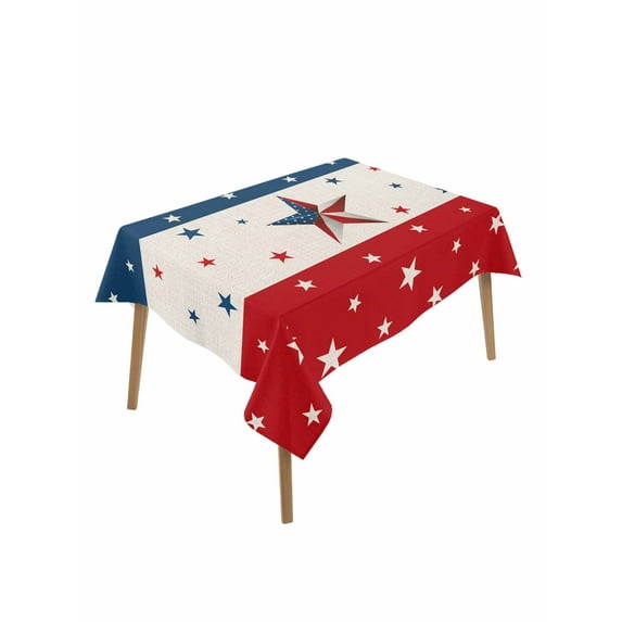 4th of July Table Cloth, Red White Blue Striped Independence Day Star ...