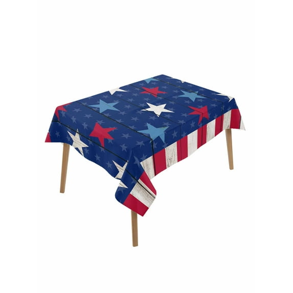 4th of July Table Cloth, Star Red Stripes Wood Independence Day ...
