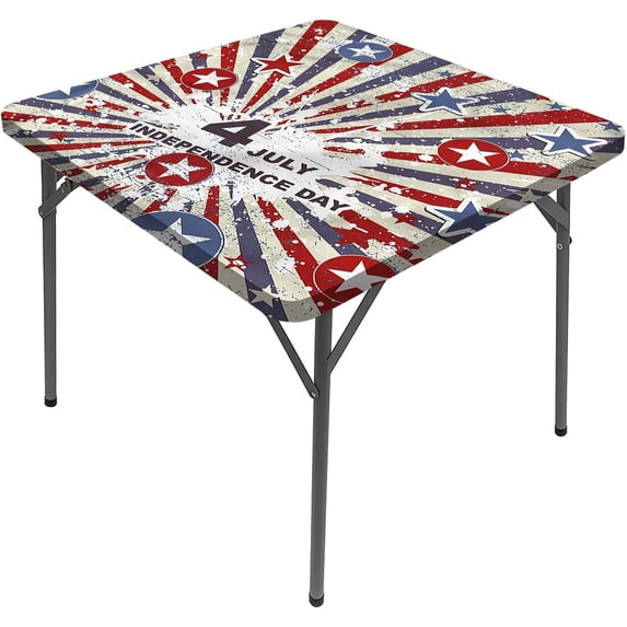 4th of July Table Cover Square, Stars and Stripes Paint Washable Spill ...