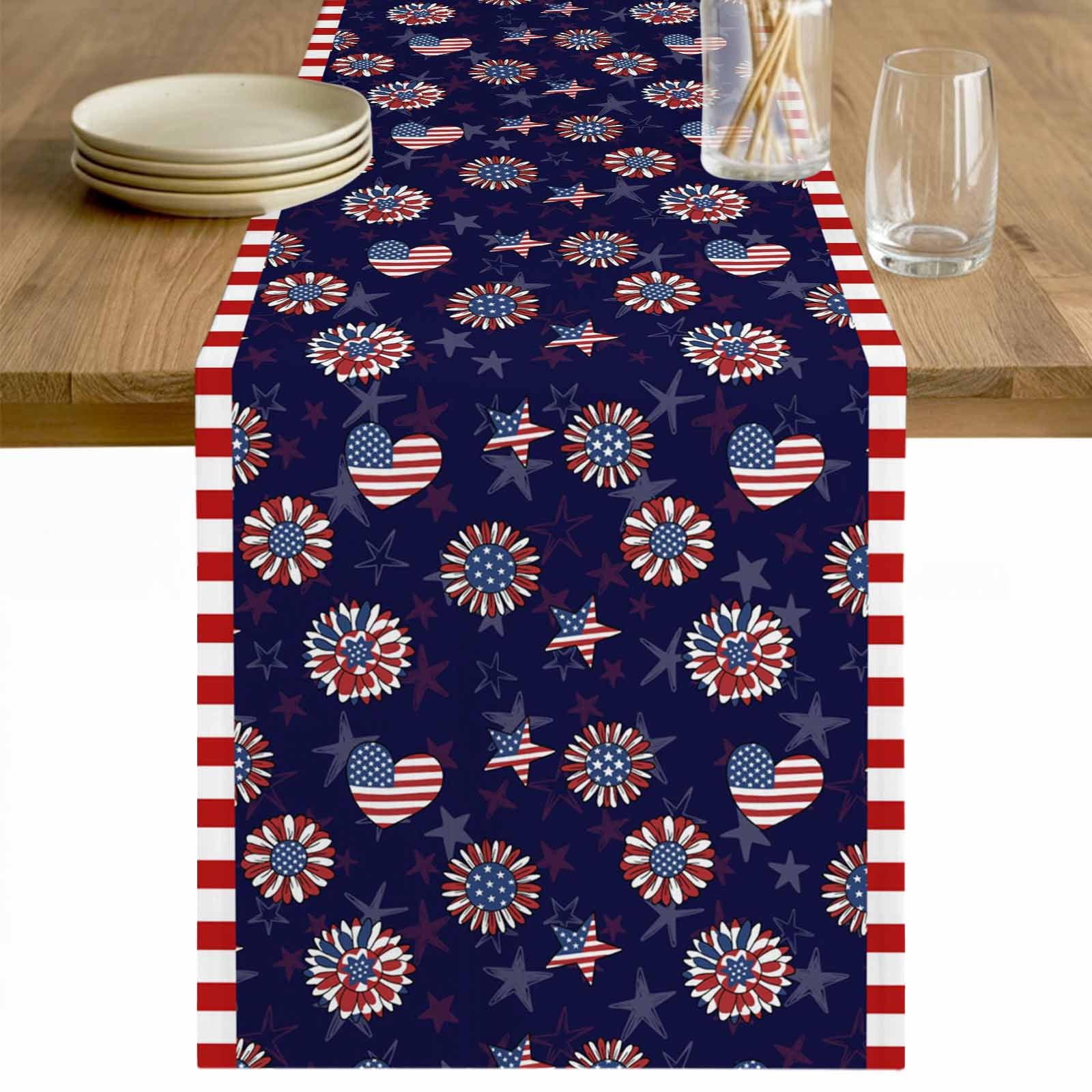 4th of July Table Runner 120 Inches Long Farmhouse Dress Scarves, Navy ...