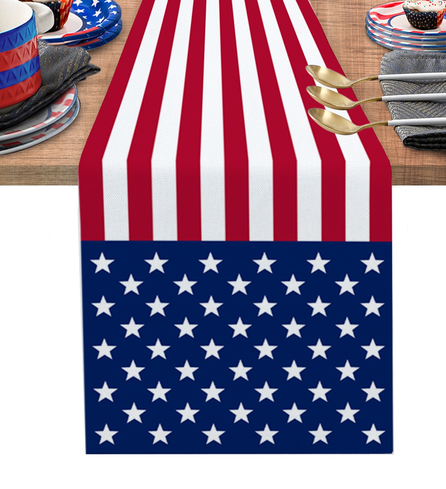 4th of July Table Runner 120 Inches, Red Stripes Star Patriot ...