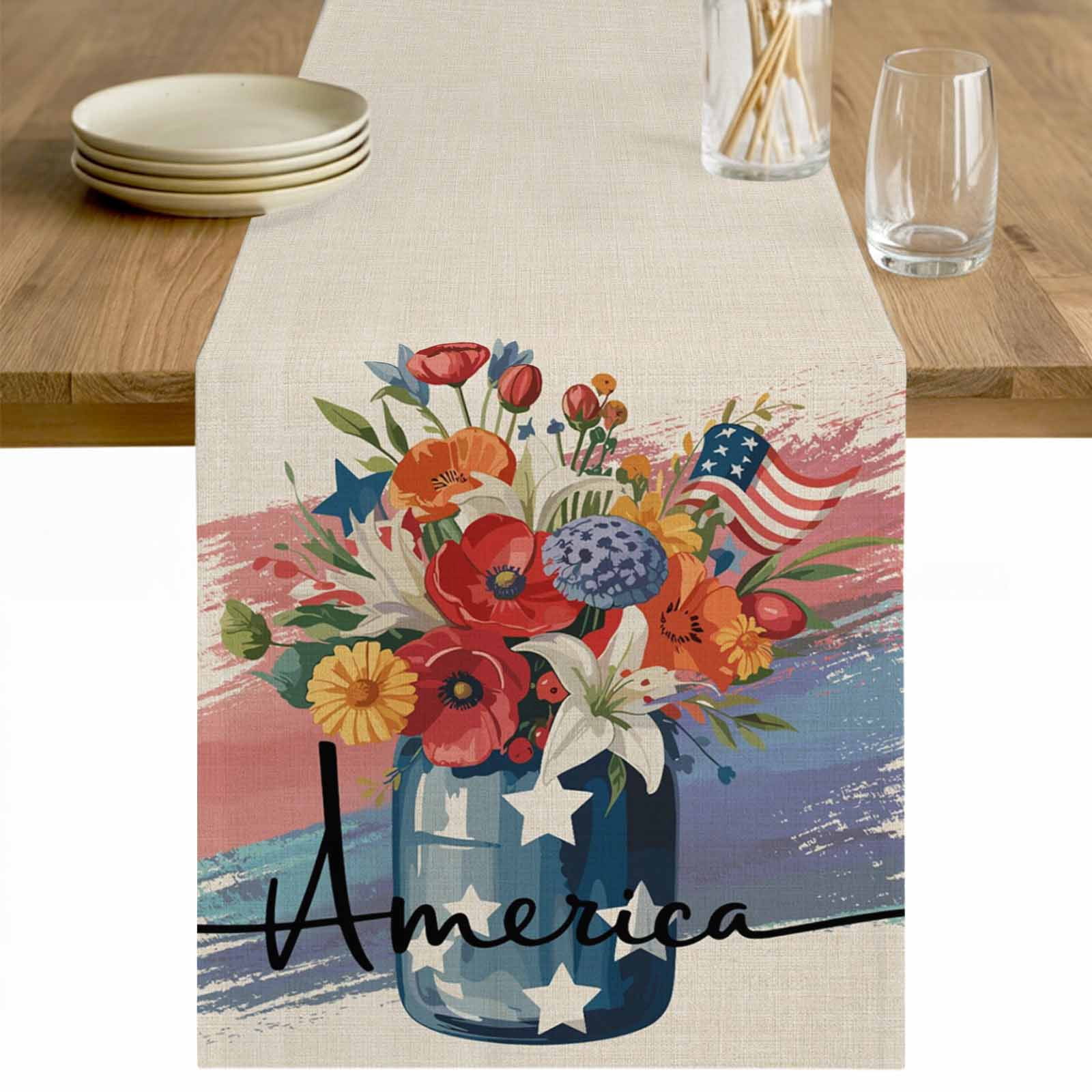 4th of July Table Runner 36 Inches Long Farmhouse Dress Scarves, Retro ...