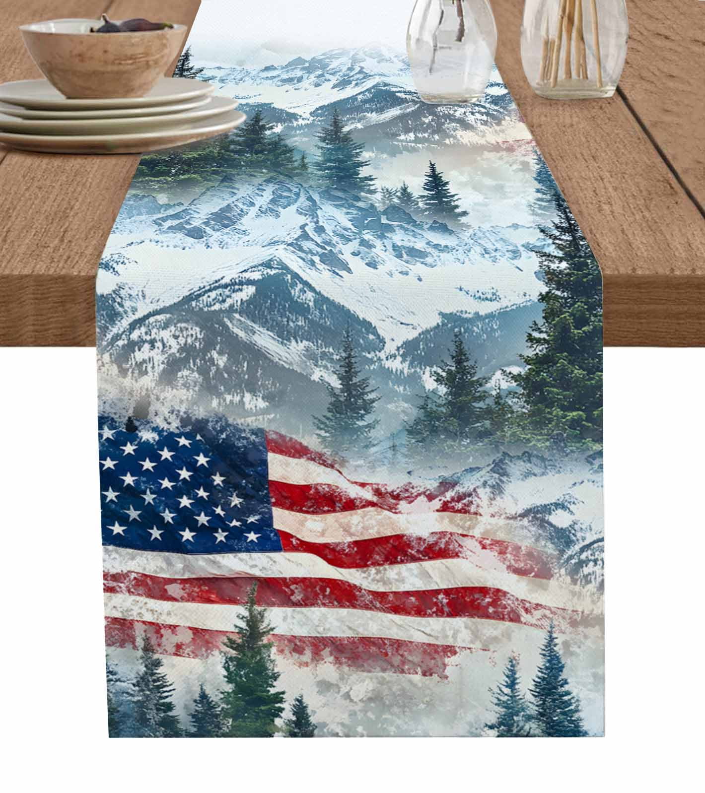 4th of July Table Runner 72 Inches, American Flag Independence Day ...