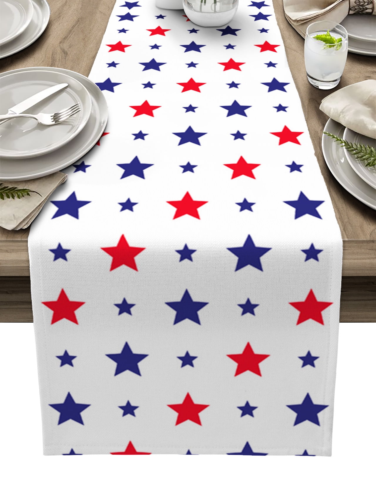 4th of July Table Runner 72 Inches, Blue Red American Star Independence ...