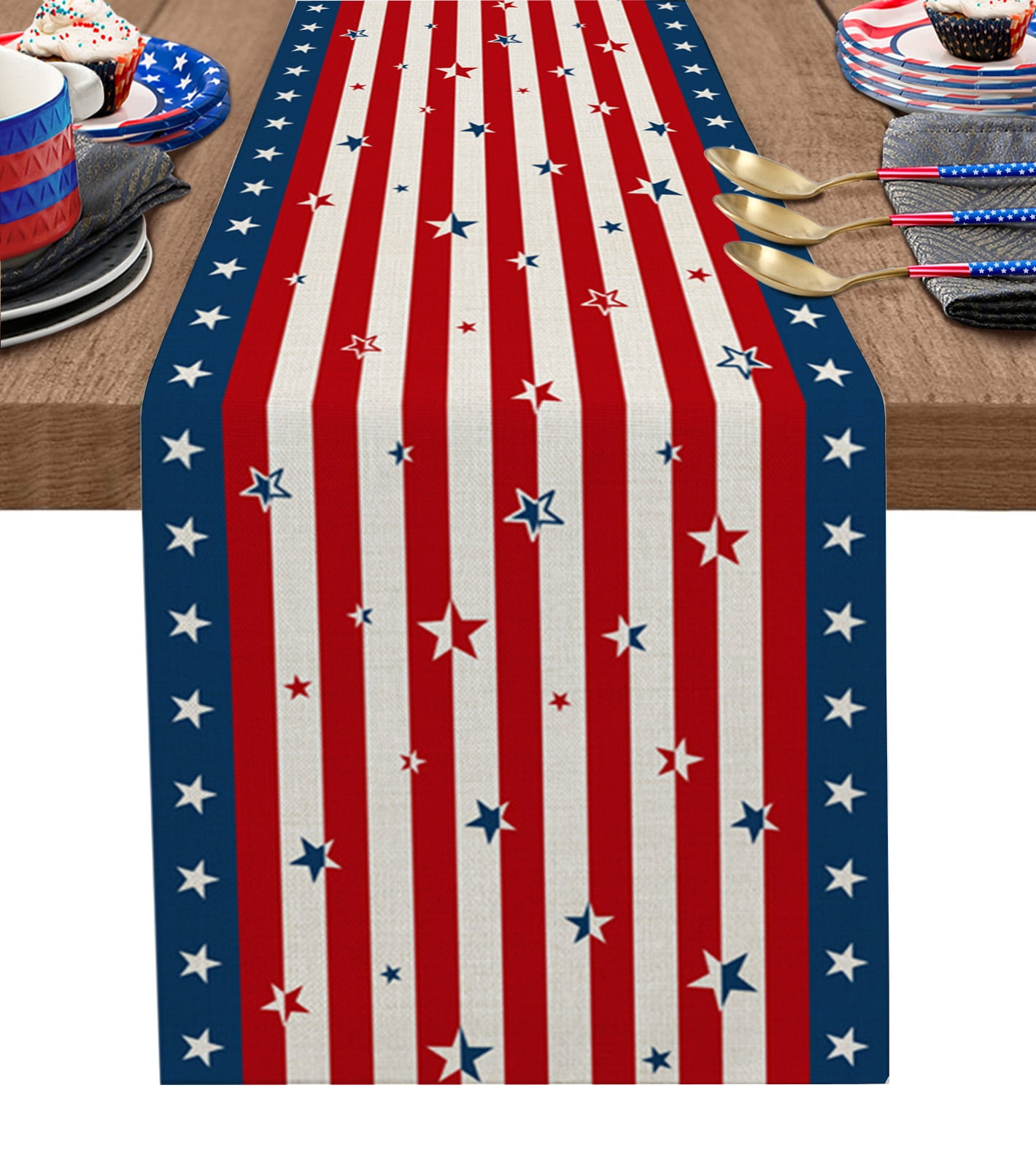 4th of July Table Runner 72 Inches, Independence Day American Star ...
