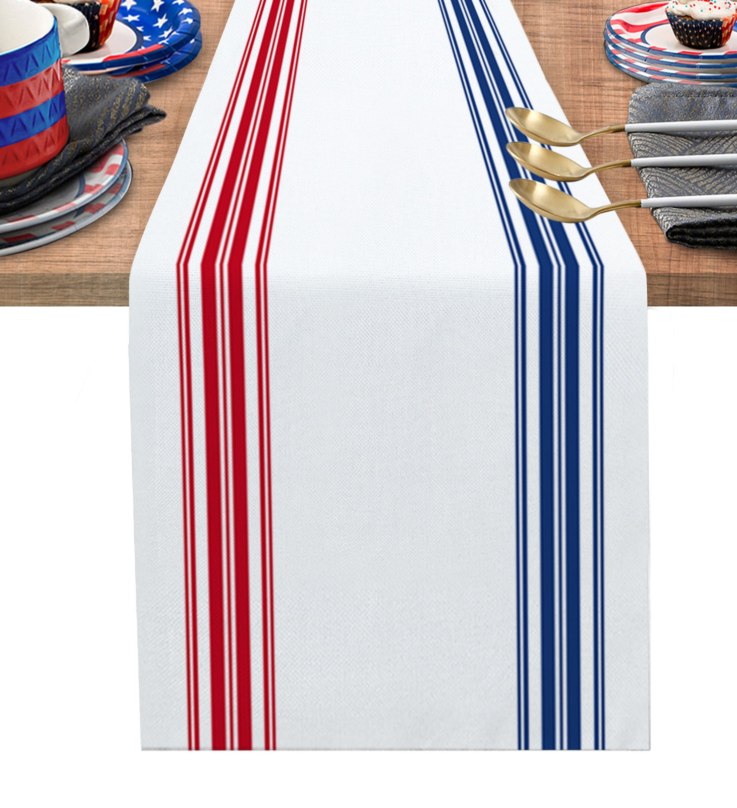 4th of July Table Runner 72 Inches, Red Blue Stripes Independence Day ...