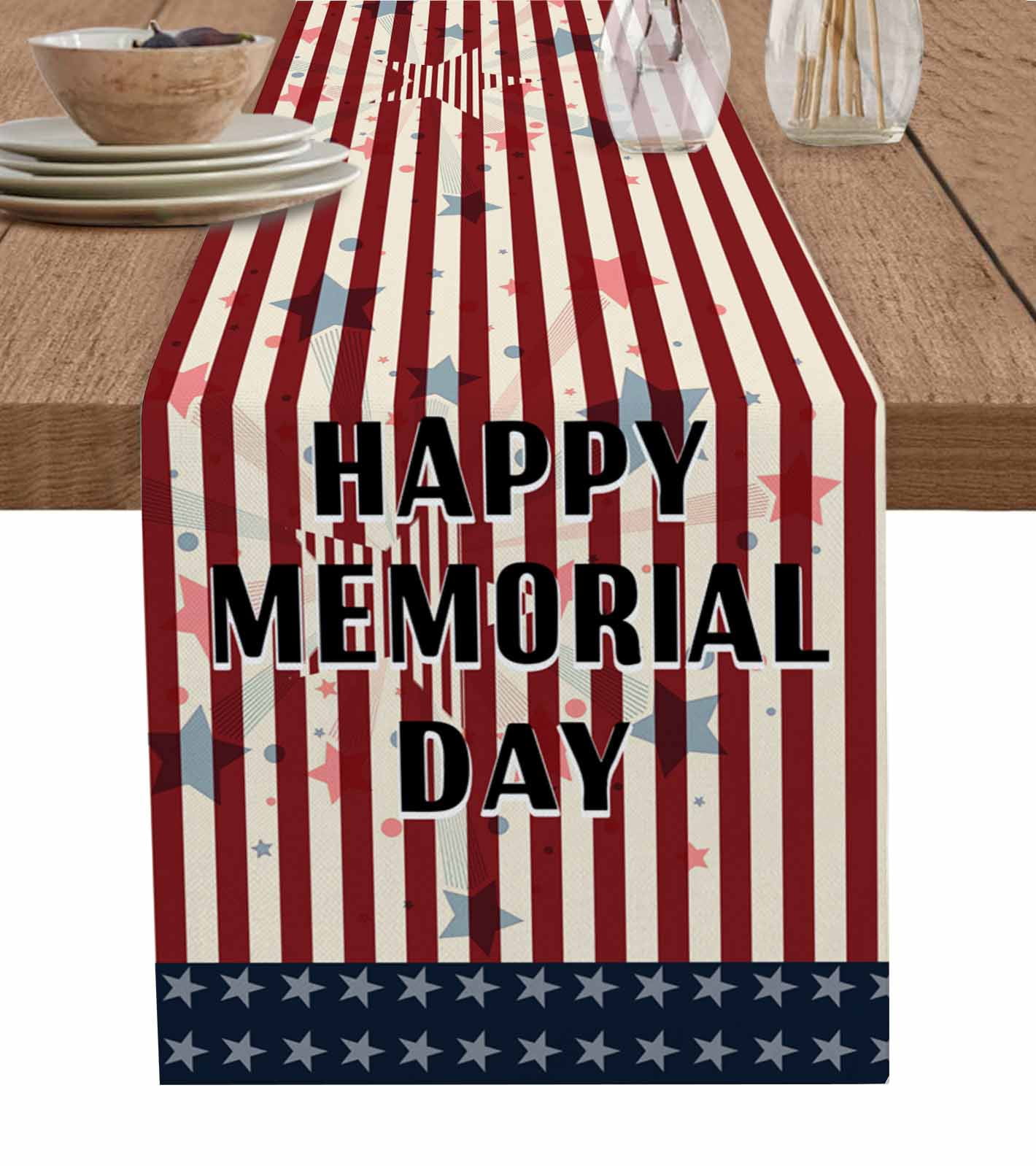 4th of July Table Runner 72 Inches, Red Stripe Independence Day Blue ...
