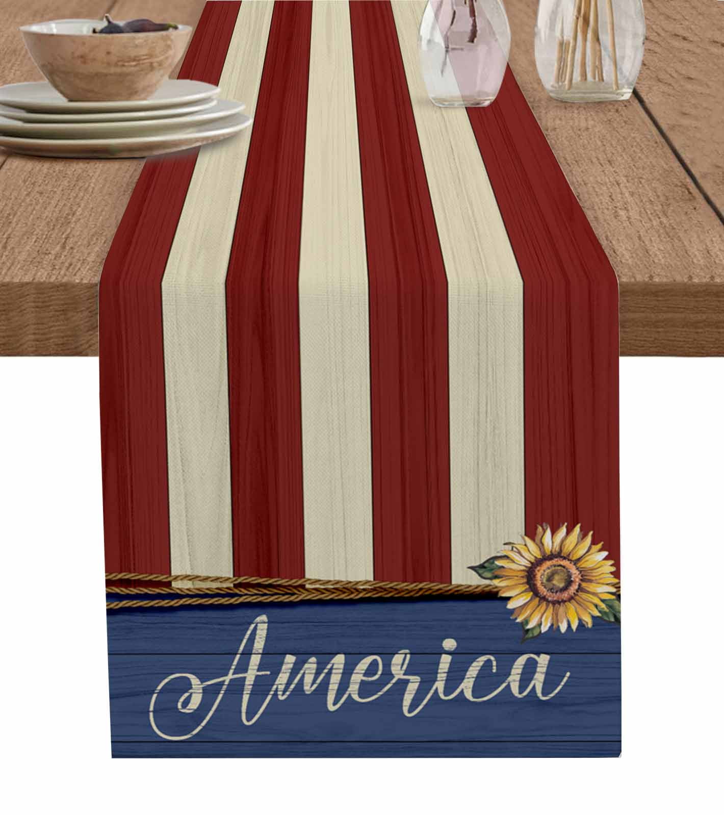 4th of July Table Runner 72 Inches, Sunflower Independence Day Bed ...