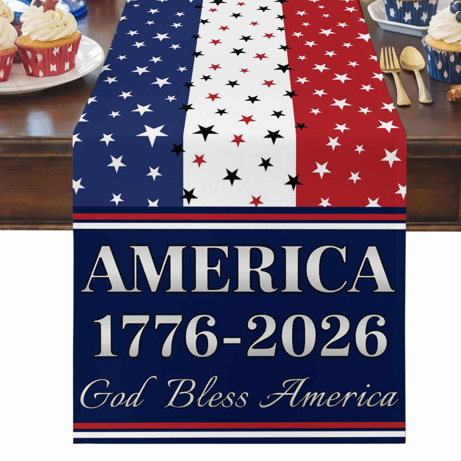 4th of July Table Runner America 250 Years Table Runners Patriotic Star ...