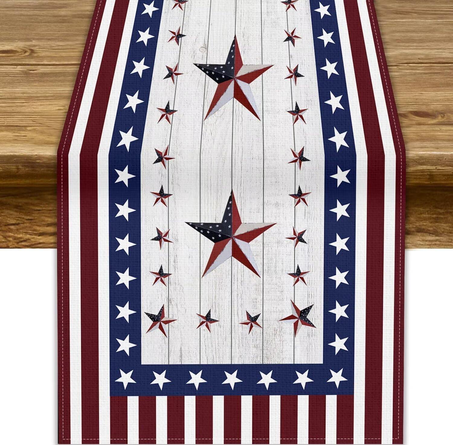 4th of July Table Runner, America Flag Stripe Stars Memorial Day ...