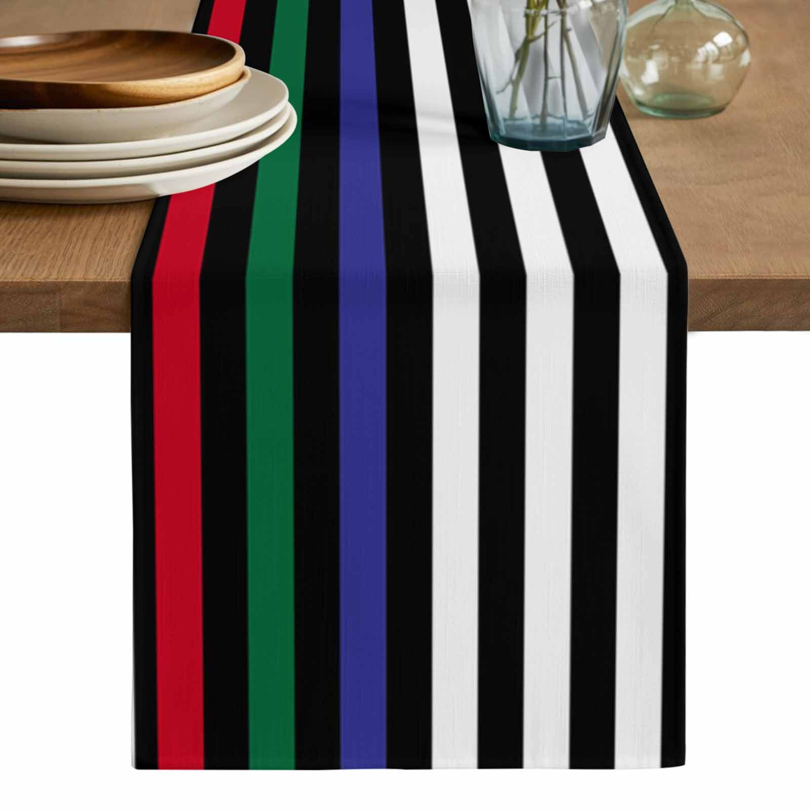 4th of July Table Runner, Blue Green Red Line American Flag Washable ...