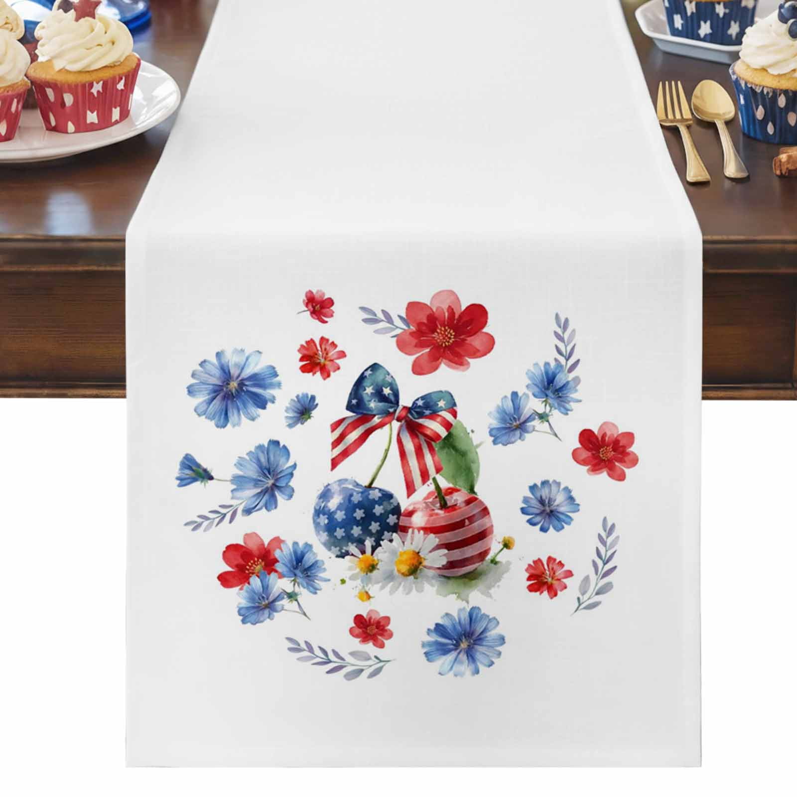 4th of July Table Runner Bow Tie Cherry Table Runners Red White and ...