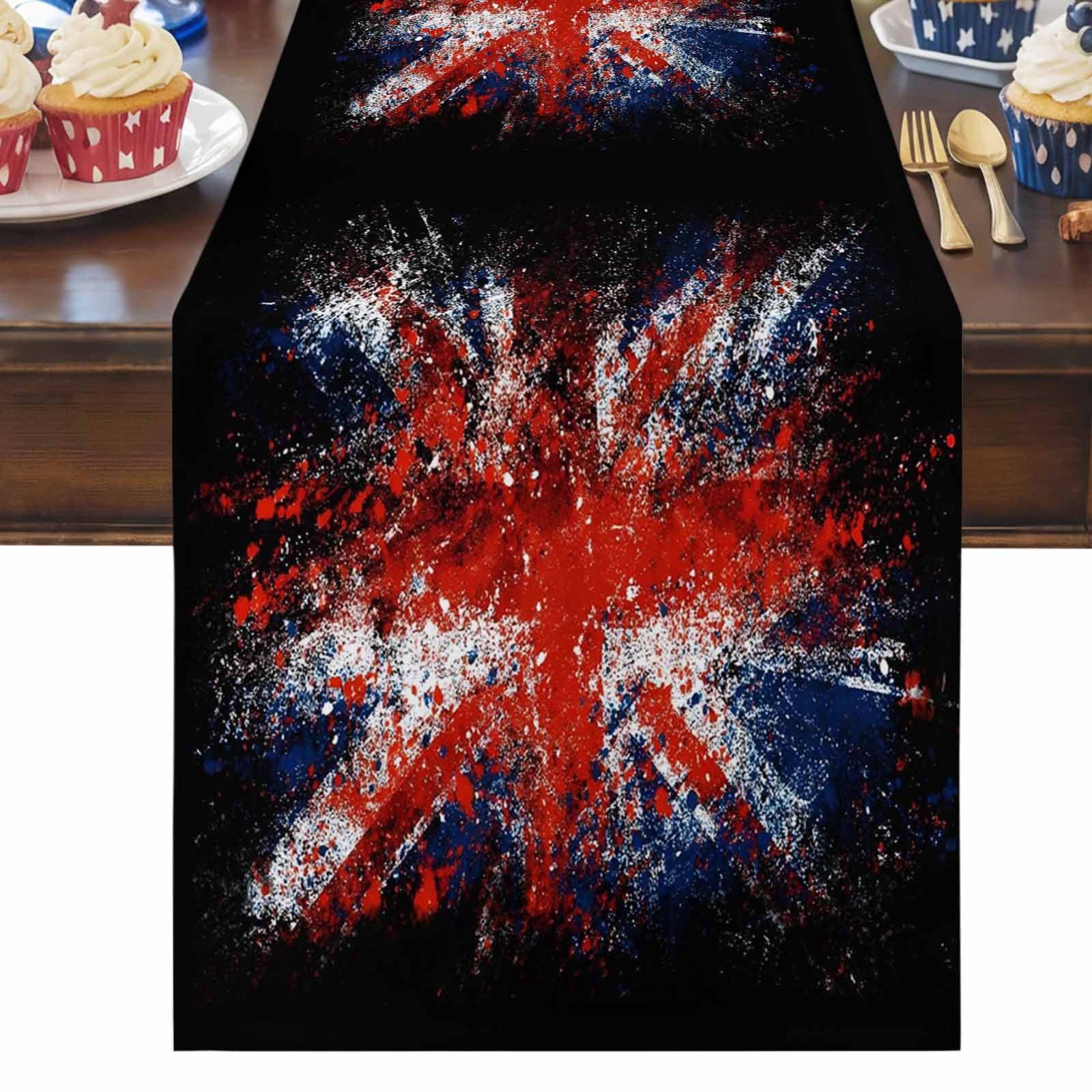 4th of July Table Runner British Flag Table Runners Retro National Flag ...